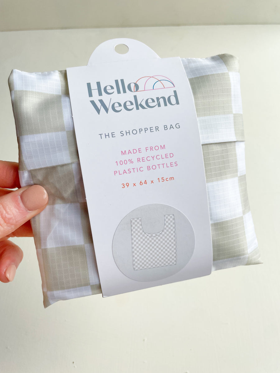 Fold-n-Go Shopper Bag - Neutral Check – Ruth Artistry & Decor